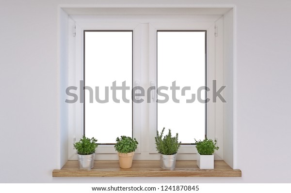 Modern Interior Design White Window Wooden Stock Illustration ...