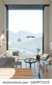 Modern Interior Scene Large Panel Windows Stock Illustration 1603973155 ...