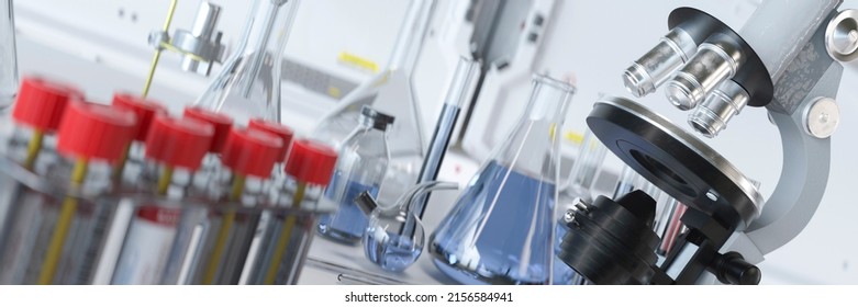 Modern Laboratory Microscope Test Tubes Concept Stock Illustration ...
