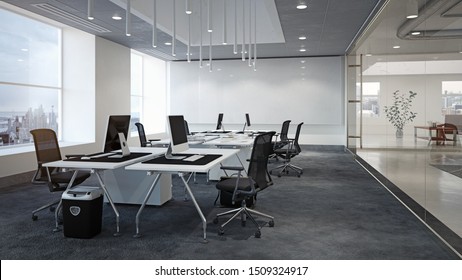 Modern Office Interior 3d Rendering Concept Stock Illustration ...
