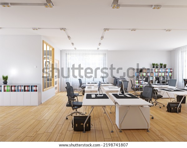Modern Office Interior 3d Rendering Design Stock Illustration ...