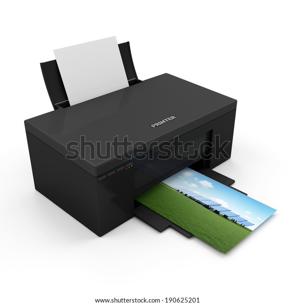 Modern Printer Blank Paper Printing Photo Stock Illustration 190625201 ...