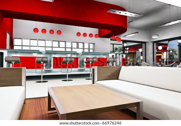 Modern Render Cafe Bar Stock Illustration 66976246