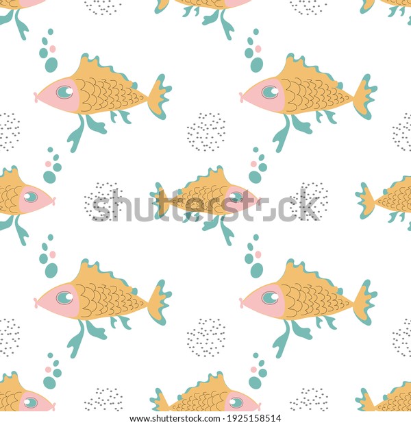 Modern Seamless Stylish Fish Patterns Three Stock Illustration 1925158514