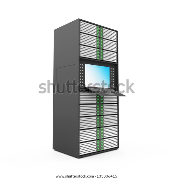 Modern Server Rack Isolated On White Stock Illustration 133306415 ...