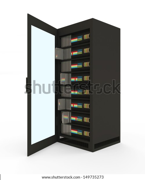 Modern Server Rack Opened Door Isolated Stock Illustration 149735273