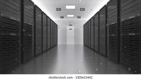 Modern Server Room Environment Computer Racks Stock Illustration 1305615442