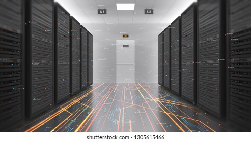 Modern Server Room Environment Computer Racks Stock Illustration ...
