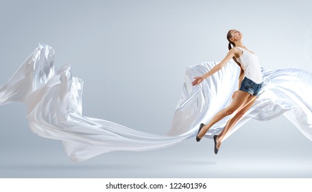 Modern Style Dancer Jumping Posing Illustration Stock Illustration ...