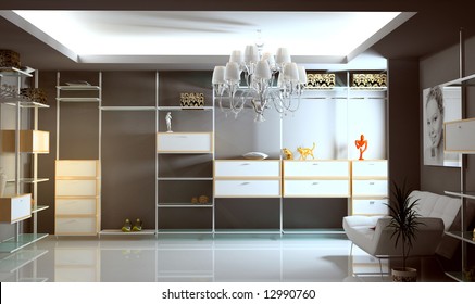 Modern Wardrobe Interior 3d Rendering Stock Illustration 12990760 ...