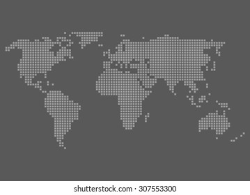 Modern World Map Pixels Gray Light Stock Illustration 307553300