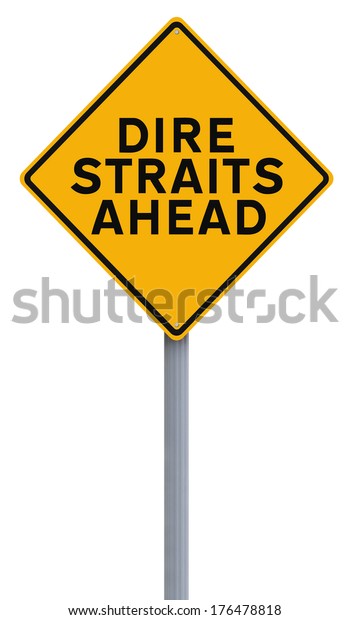 Modified Road Sign Warning Difficult Times 스톡 일러스트 176478818