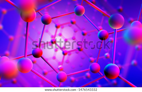 Molecular Mesh Spatial Structure 3d Illustration Stock Illustration ...