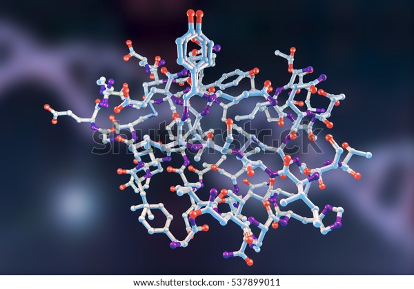 Molecular Model Insulin Molecule 3d Illustration Stock Illustration 537899011