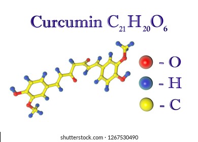 Molecular Structure Curcumin Molecule Produced By Stock Illustration ...