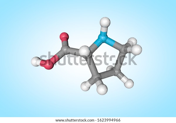 Molecular Structure Proline Atoms Represented Spheres Stock ...