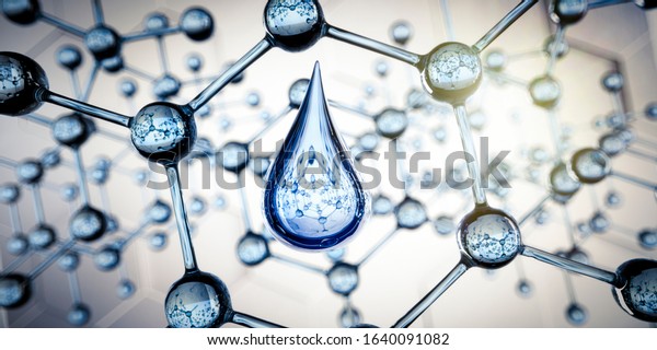 Molecule Structure Water Drop Vizualisation 3d Stock Illustration ...