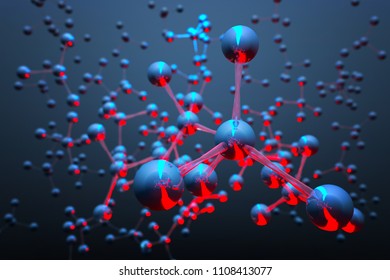 Closeup Long Molecular Structures 3d Illustration Stock Illustration ...