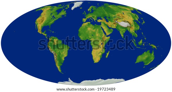 Mollweide World Map Terrain Stock Illustration 19723489 | Shutterstock