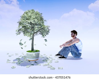 Money Tree Man3d Render Stock Illustration 437051476