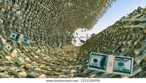 Money Wave 3d Rendering 库存插图 1355106998