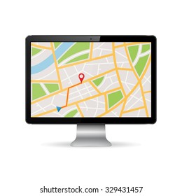 Monitor Gps Map On Screen Stock Illustration 329431457 | Shutterstock
