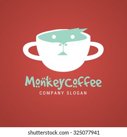 Monkey Coffee Logo Template Stock Illustration 325077941 | Shutterstock