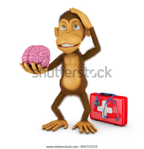 Monkey Holding Human Brain 3d Render Stock Illustration 404753155 ...