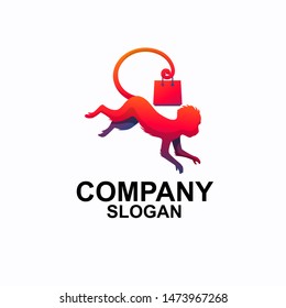Monkey Shop Logo Design Template Commercial Stock Illustration ...