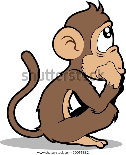 Monkey Thinking Isolated On White Stock Illustration 30055882
