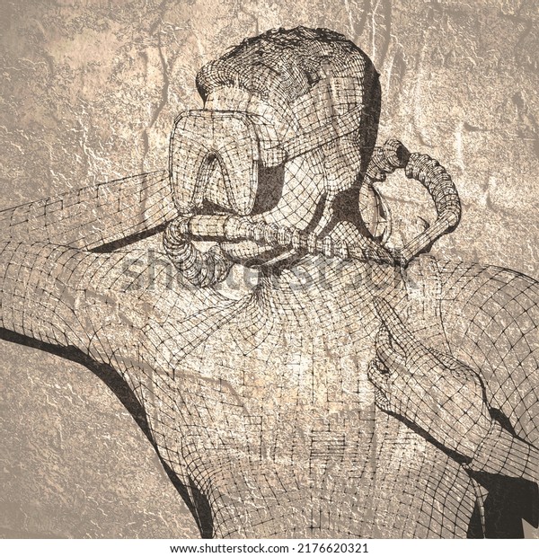 Monochrome Silhouette Diver Mesh Grid Texture 库存插图 2176620321 ... Monochrome Silhouette Diver Mesh Grid Texture 库存插图 2176620321 ...
