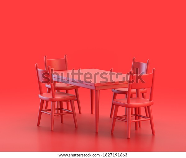 Monochrome Single Red Color Dinner Table Stock Illustration 1827191663 ...