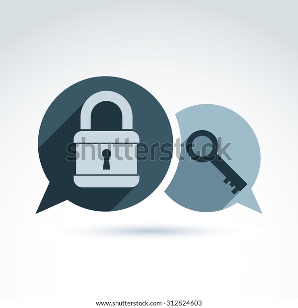Monochrome Speech Bubbles Key Padlock Isolated Stock Illustration ...