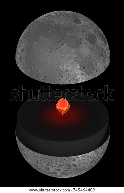 Moon Internal Structure Realistic Reconstruction Rendering: ilustrações ...