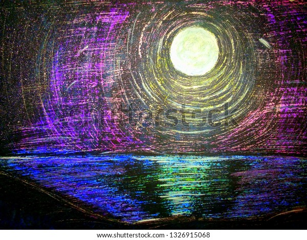 Moon Reflection River Stock Illustration 1326915068