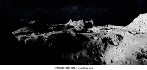 Moon Surface Scene 3d Rendering Dark Stock Illustration 2172762105 ...