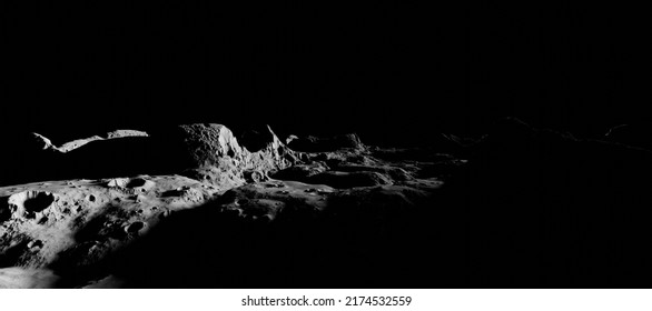 Moon Surface Scene 3d Rendering Dark Stock Illustration 2174532559 ...