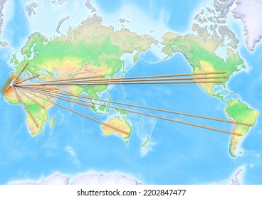 Morocco Concept Map Centerd On Asia Stock Illustration 2202847477 ...