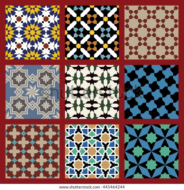 Morocco Seamless Patterns Set Traditional Arabic Stock Illustration ...