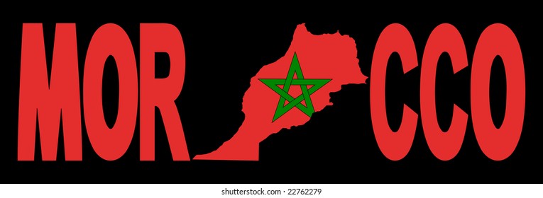 Morocco Text Map On Flag Illustration Stock Vector (Royalty Free ...