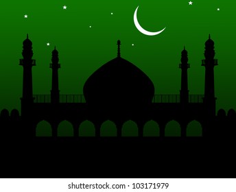 Vektor Stok Mosque Round Classic Window View Illustration (Tanpa ...