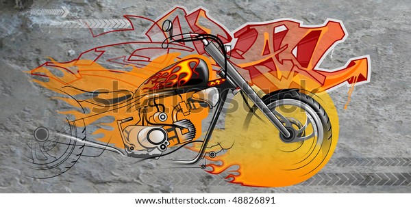 Motorcycle Graffiti Stock Illustration 48826891
