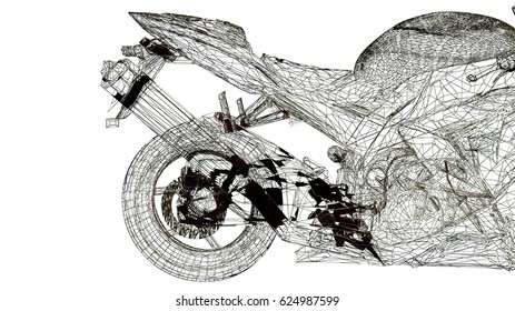 Motorcycle Model Body Structure Wire Model Stock Illustration 624987599 ...