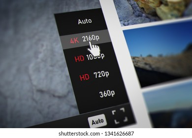Mouse Cursor Choosing 4k Resolution On Stock Illustration 1341626687