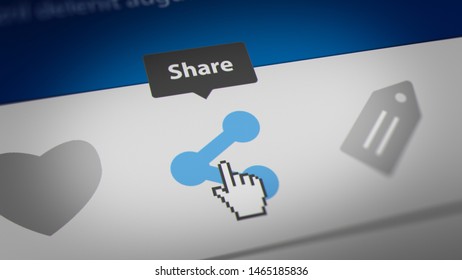 Mouse Cursor Clicking Share Button Social Stock Illustration 1465185836 ...