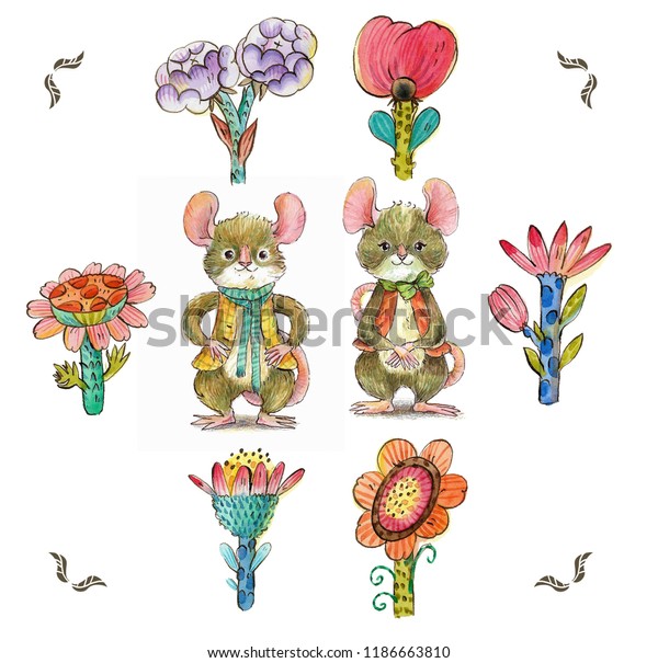 Mouse Flowers Stock Illustration 1186663810 | Shutterstock