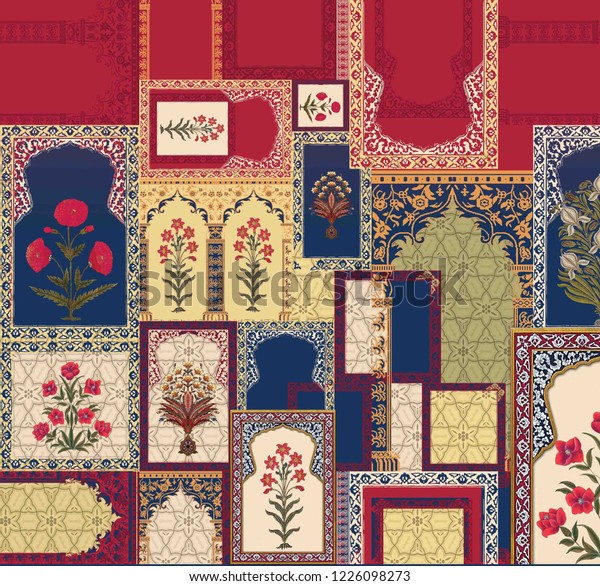 Mughal Art Pattern Stock Illustration 1226098273