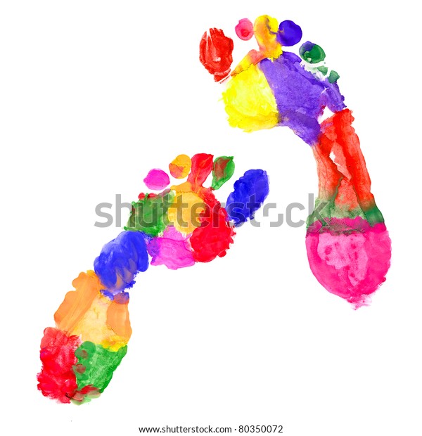 Multi Colored Footprints On White Background Stock Illustration ...