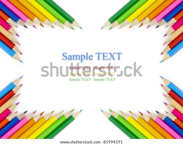 Multi Colored Pencils Corner On White Stock Illustration 85994191