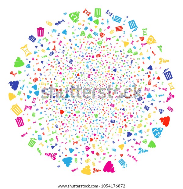 Multi Colored Trash Garbage Burst Sphere Stock Illustration 1054176872 ...